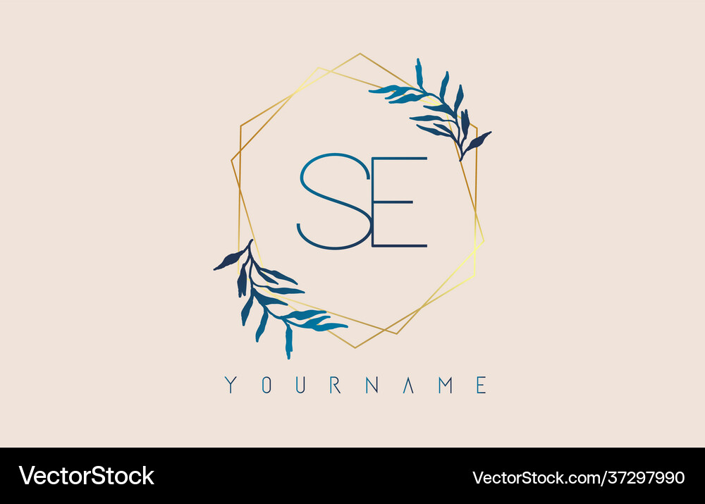 Letters se s e logo with golden polygon frames Vector Image