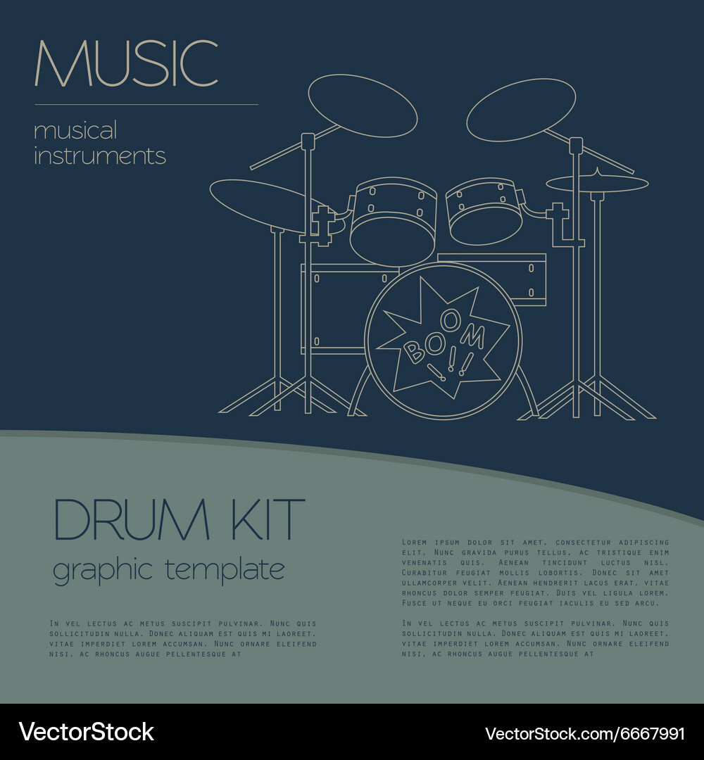 Musical instruments graphic template drumkit Vector Image