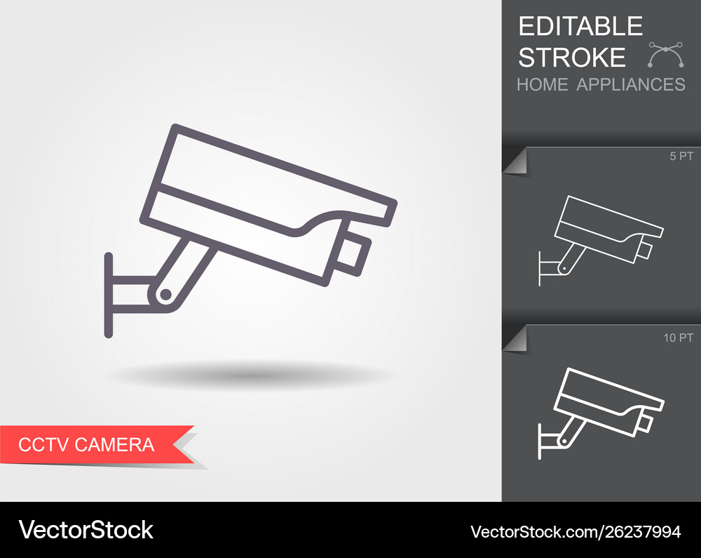 Cctv camera line icon with editable stroke Vector Image