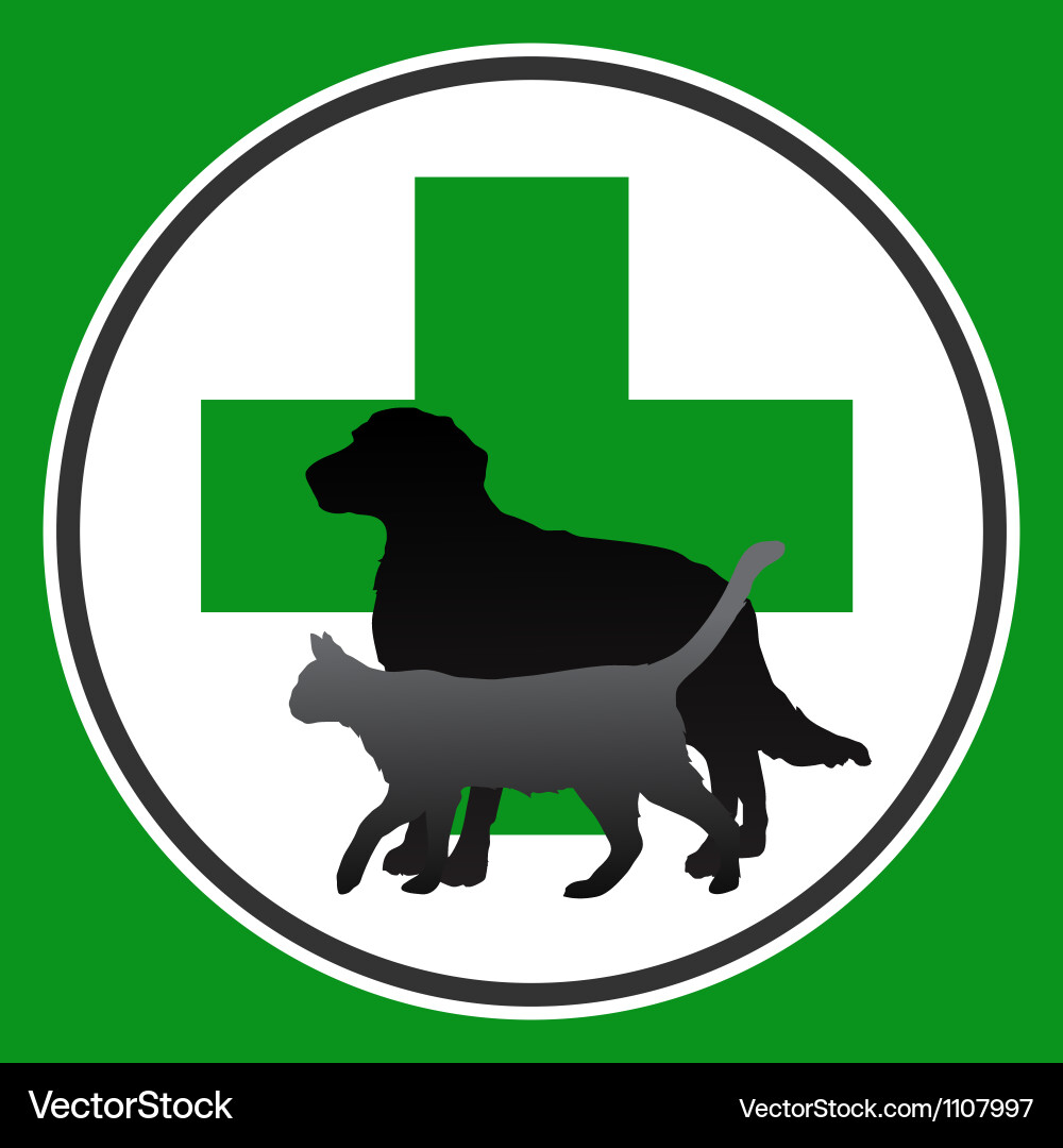 Veterinary symbol with dog and cat Royalty Free Vector Image