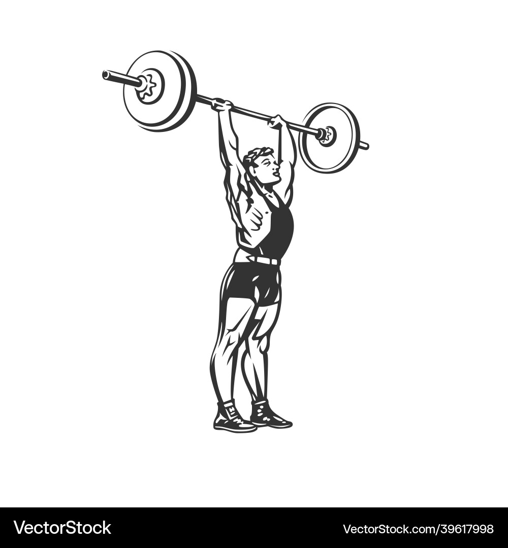 Weightlifting of an athlete during training Vector Image