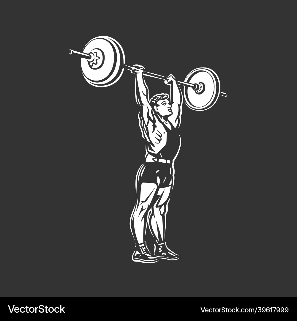 Weightlifting of an athlete during training Vector Image