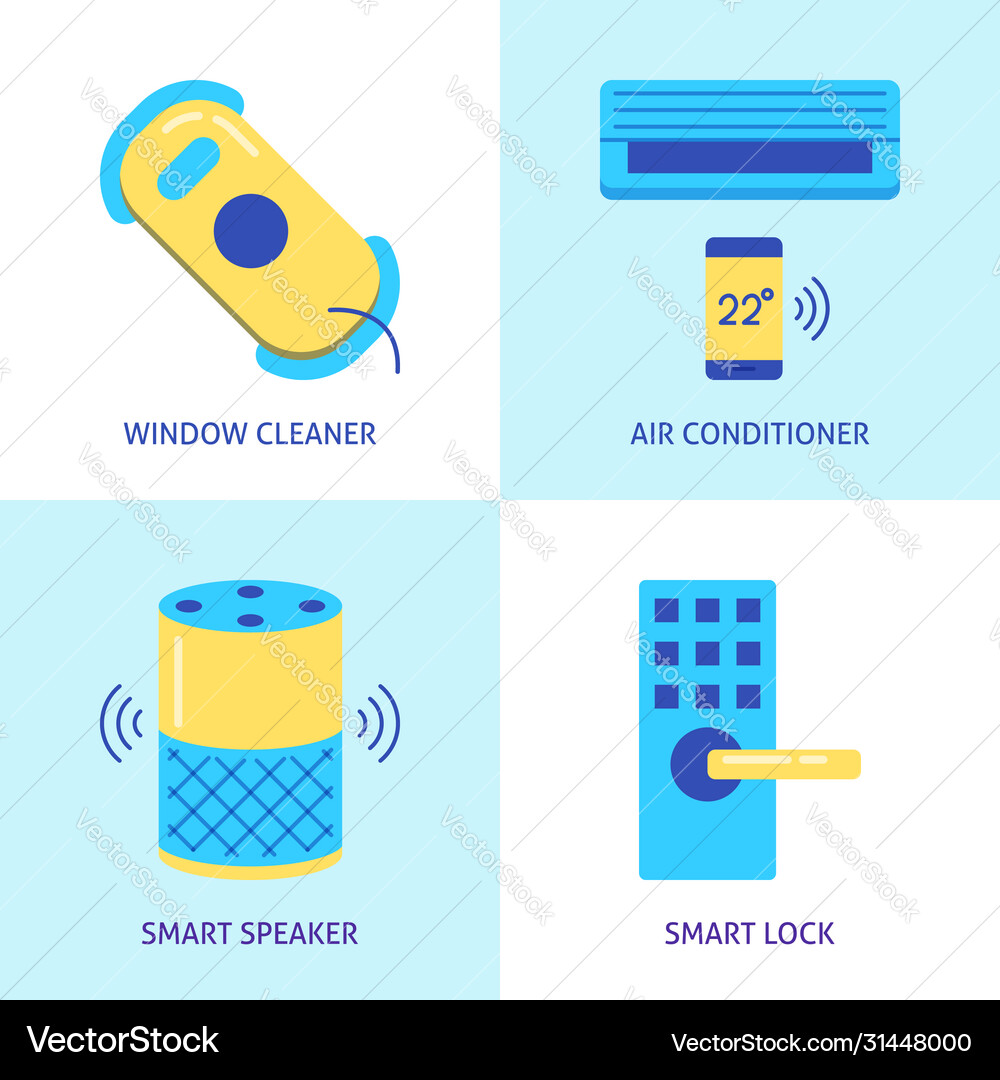 Smart home concept icon set in flat style Vector Image