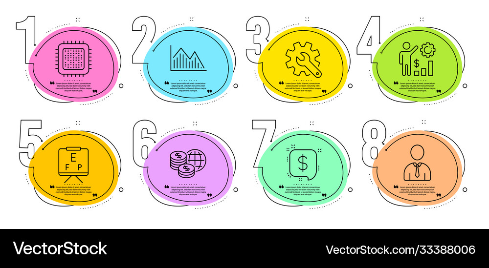 World money employees wealth and cpu processor Vector Image