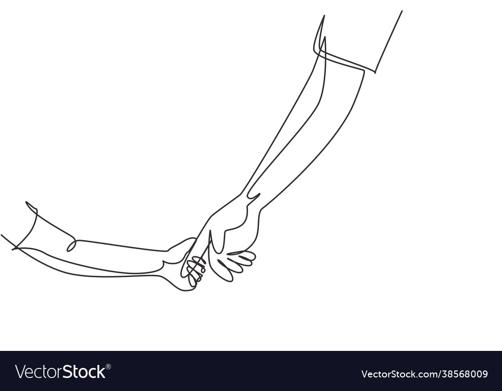 Continuous one line drawing parent holds hand Vector Image Continuous one line drawing parent holds hand Vector Image