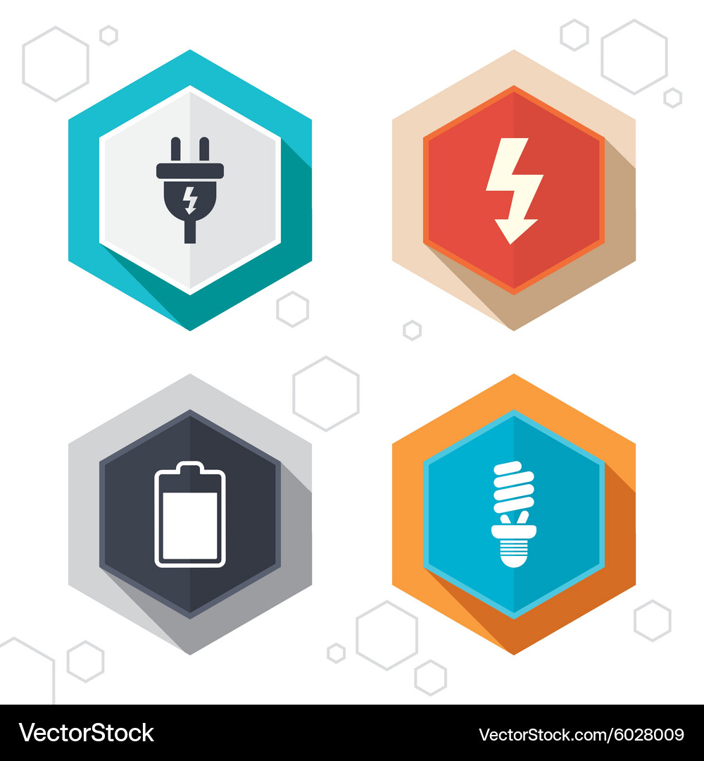 Electric plug sign lamp and battery Royalty Free Vector