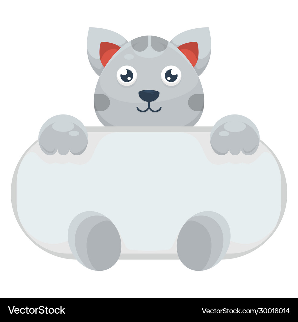 Adorable cat with board cartoon Royalty Free Vector Image