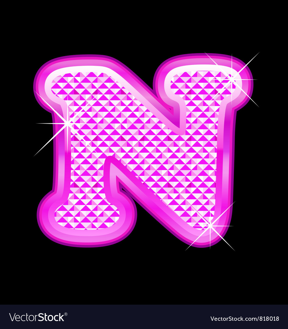 N letter pink bling girly Royalty Free Vector Image - VectorStock
