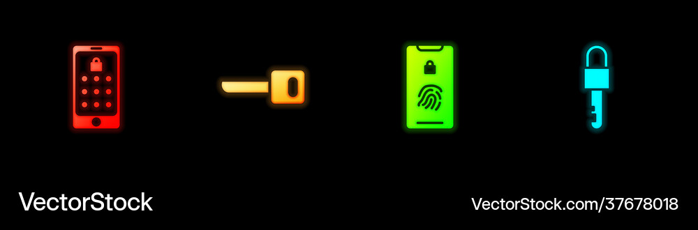 Set mobile and graphic password key Royalty Free Vector