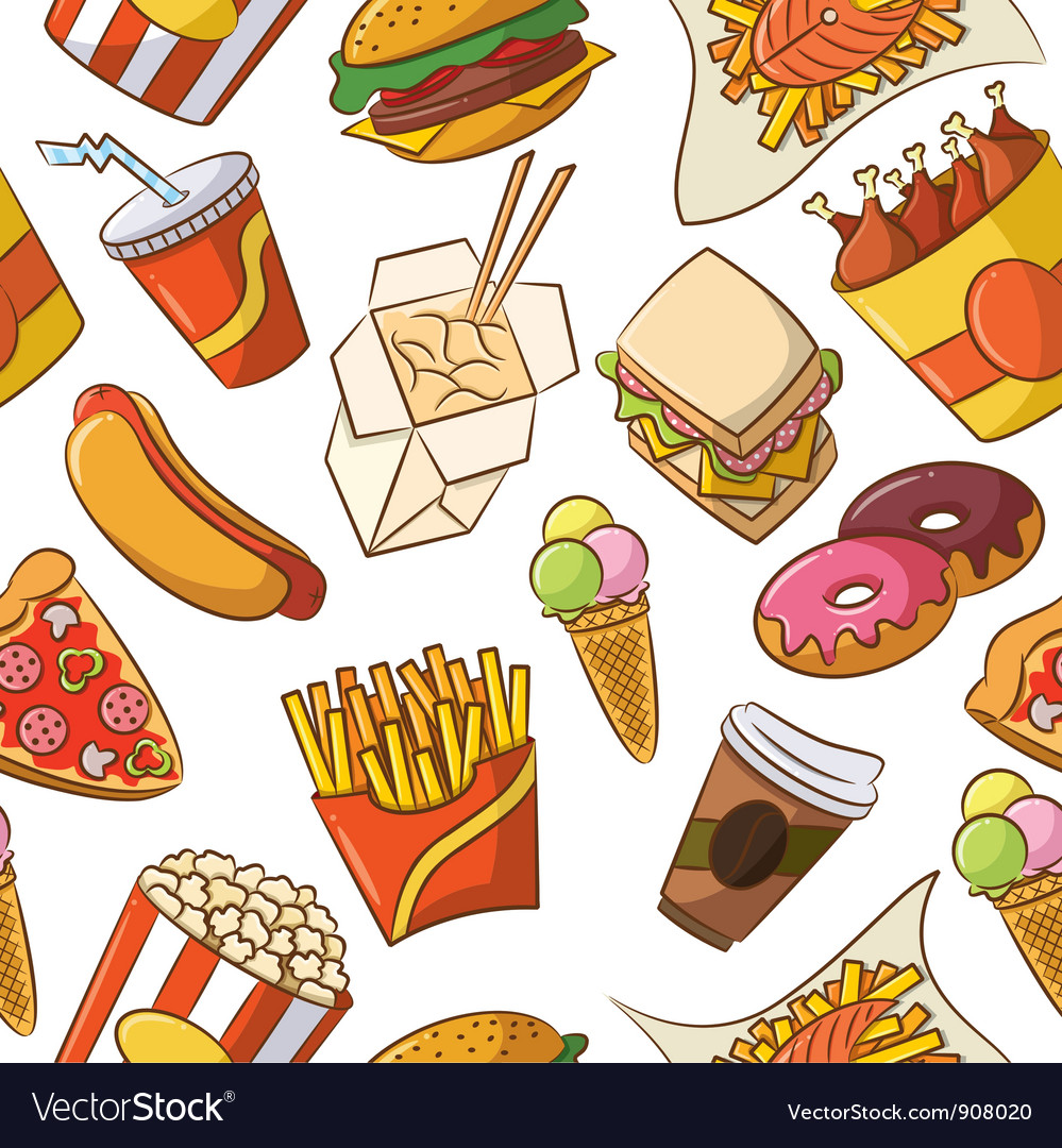 Junk food seamless pattern Royalty Free Vector Image - VectorStock