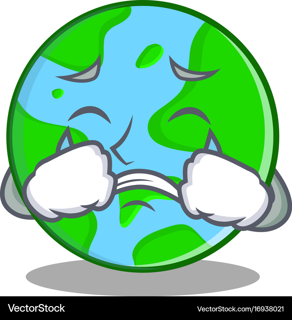 Crying world globe character cartoon Royalty Free Vector