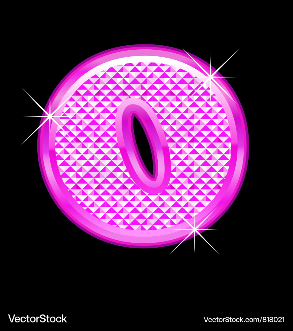 O letter pink bling girly Royalty Free Vector Image