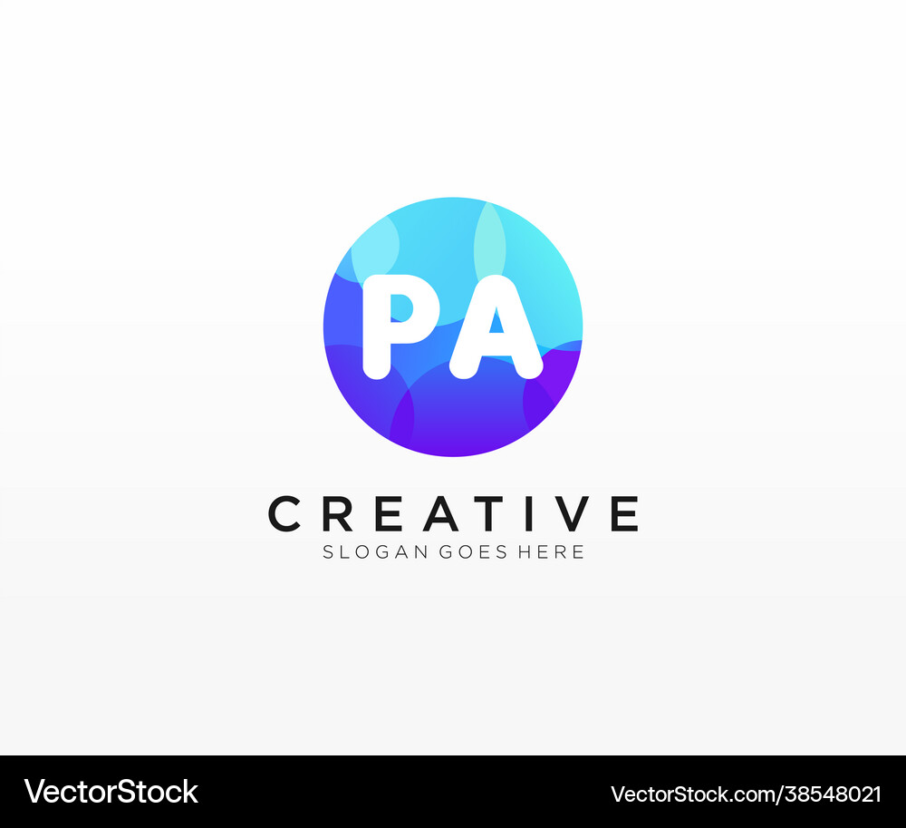 Pa initial logo with colorful circle template Vector Image