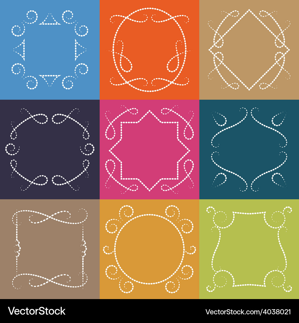 Set of retro monograms elegant outline borders Vector Image