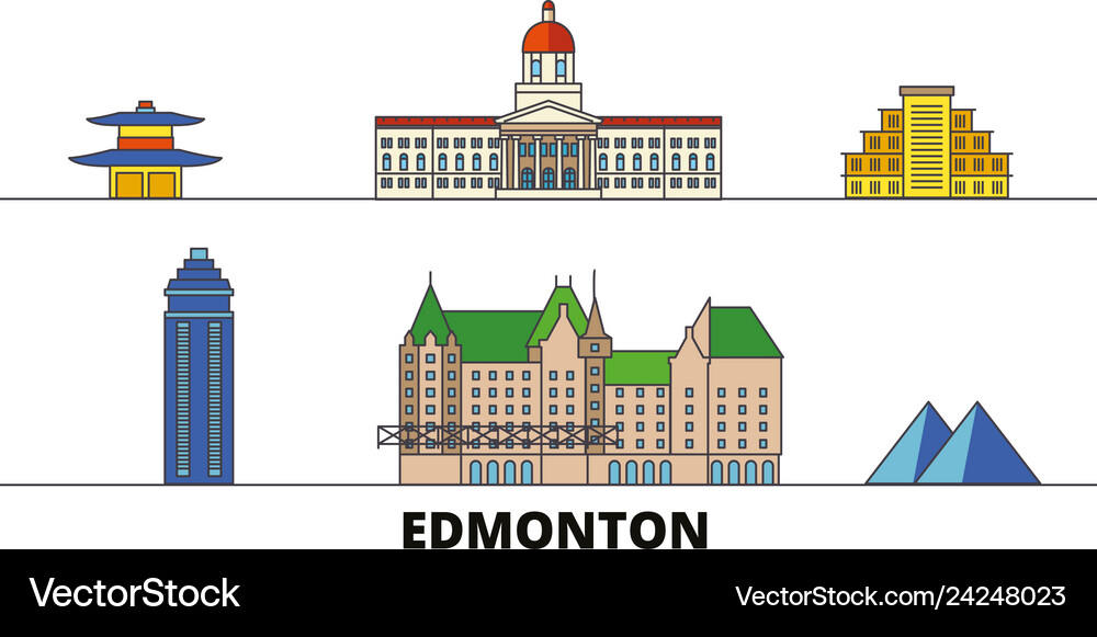 Canada edmonton flat landmarks Royalty Free Vector Image
