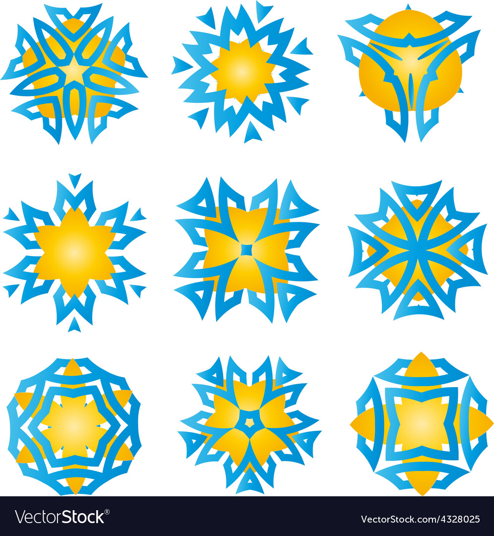 Nice abstract flower elements set Royalty Free Vector Image