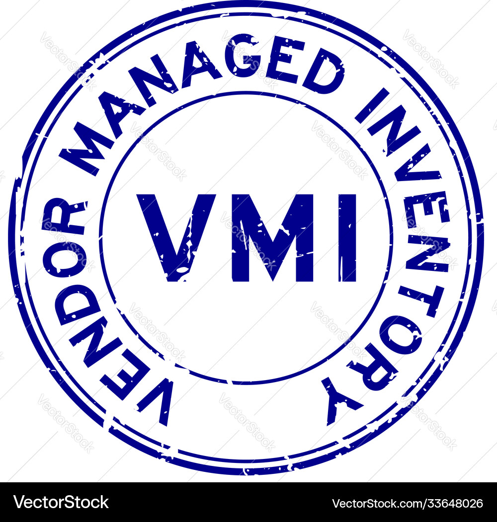 Grunge blue vmi abbreviation vendor managed Vector Image
