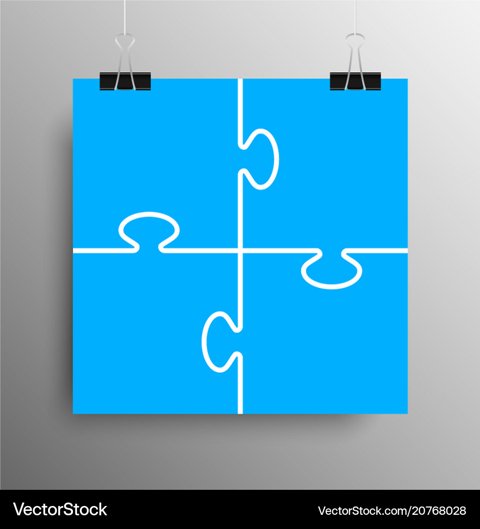 Blue piece puzzle infographic 4 step puzzle Vector Image