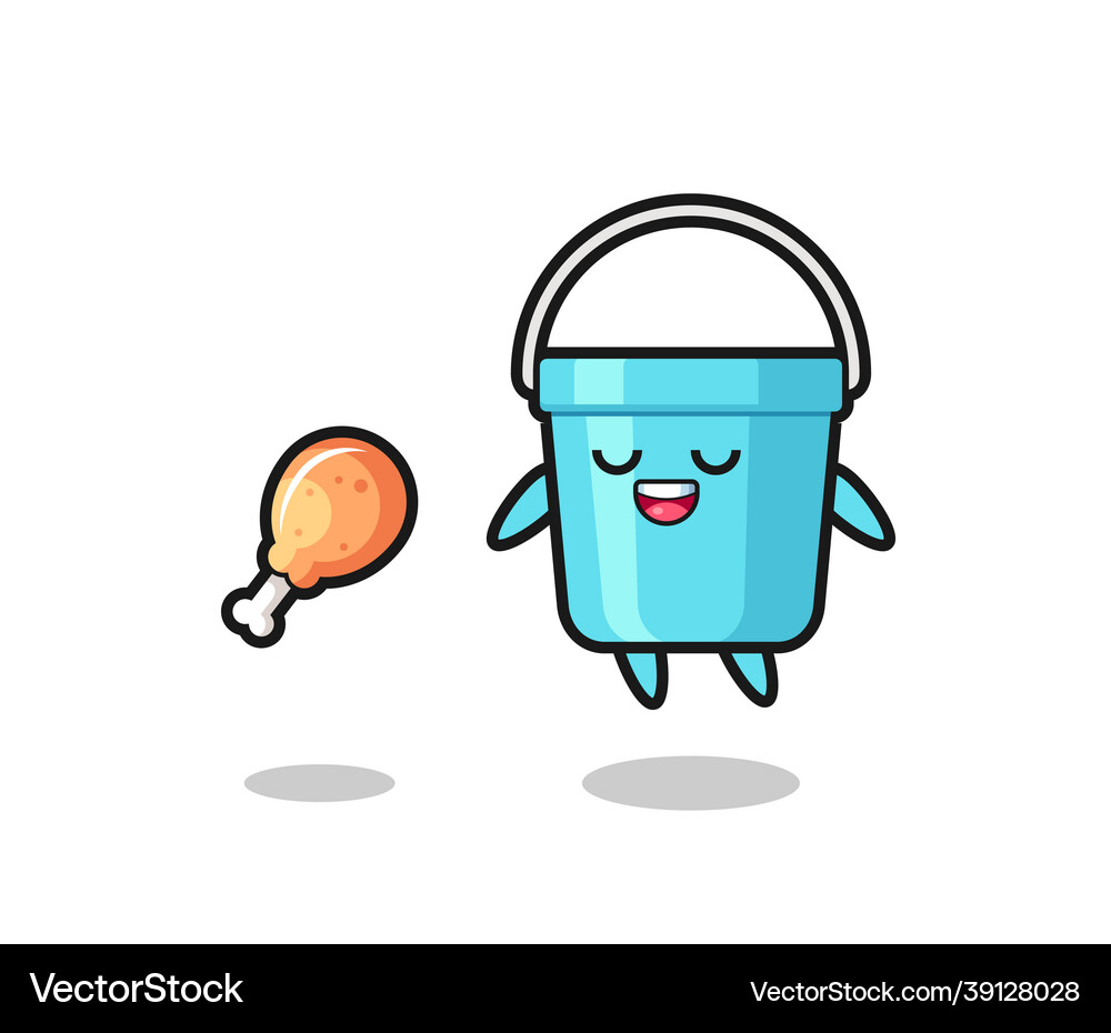 Cute plastic bucket floating and tempted because Vector Image