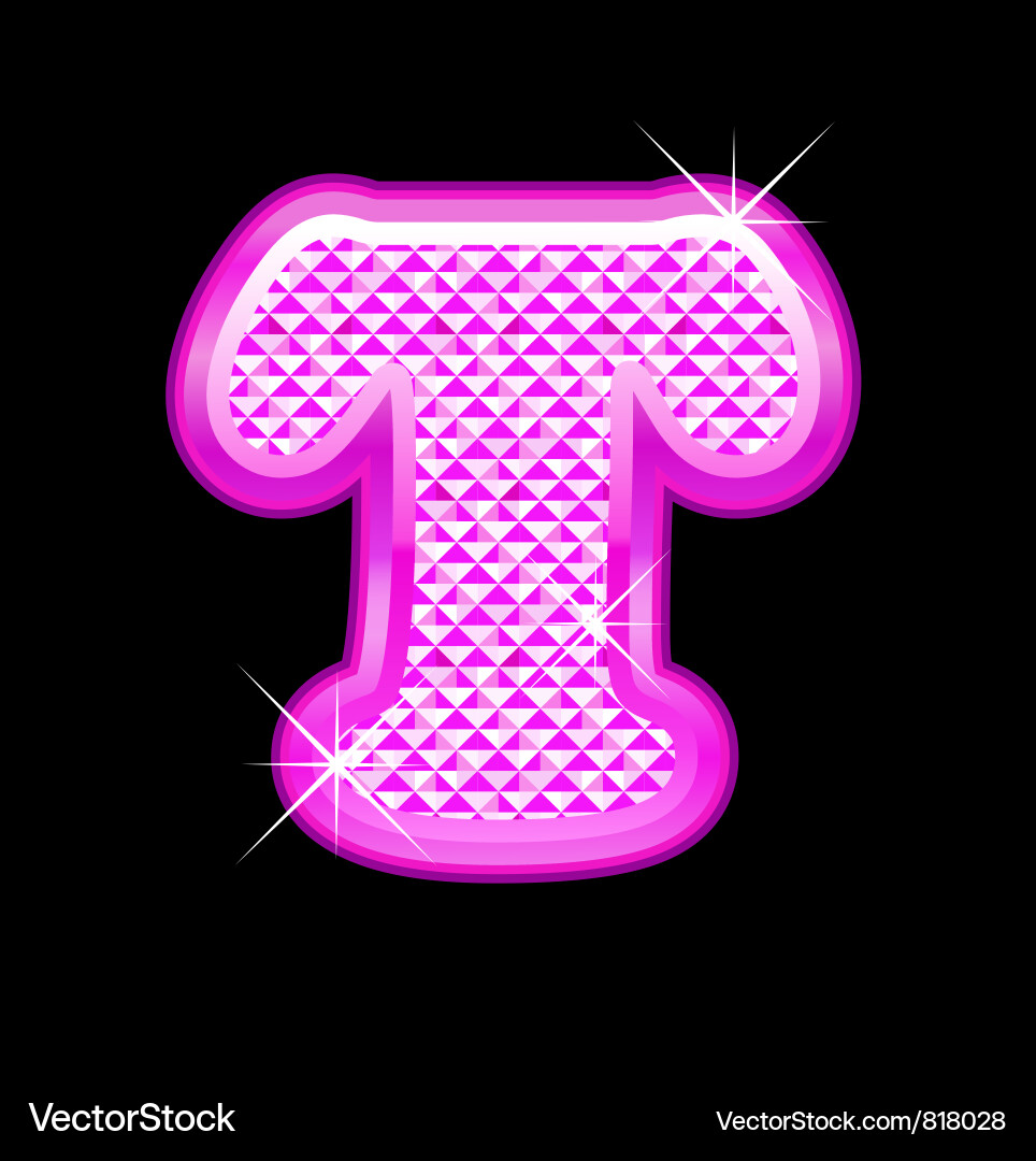 T letter pink bling girly Royalty Free Vector Image