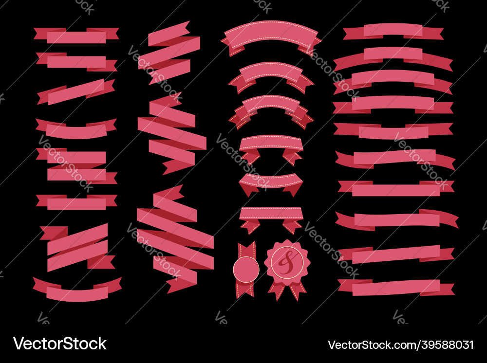 Set of hand drawn ribbons Royalty Free Vector Image