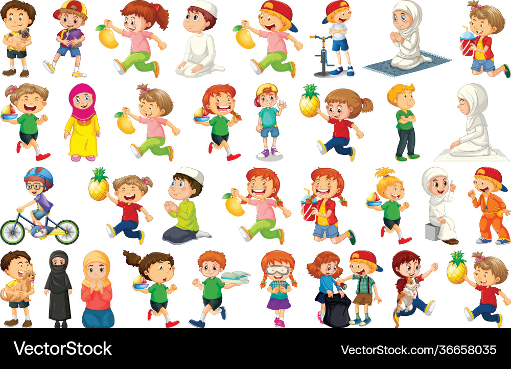 Children doing different activities cartoon Vector Image