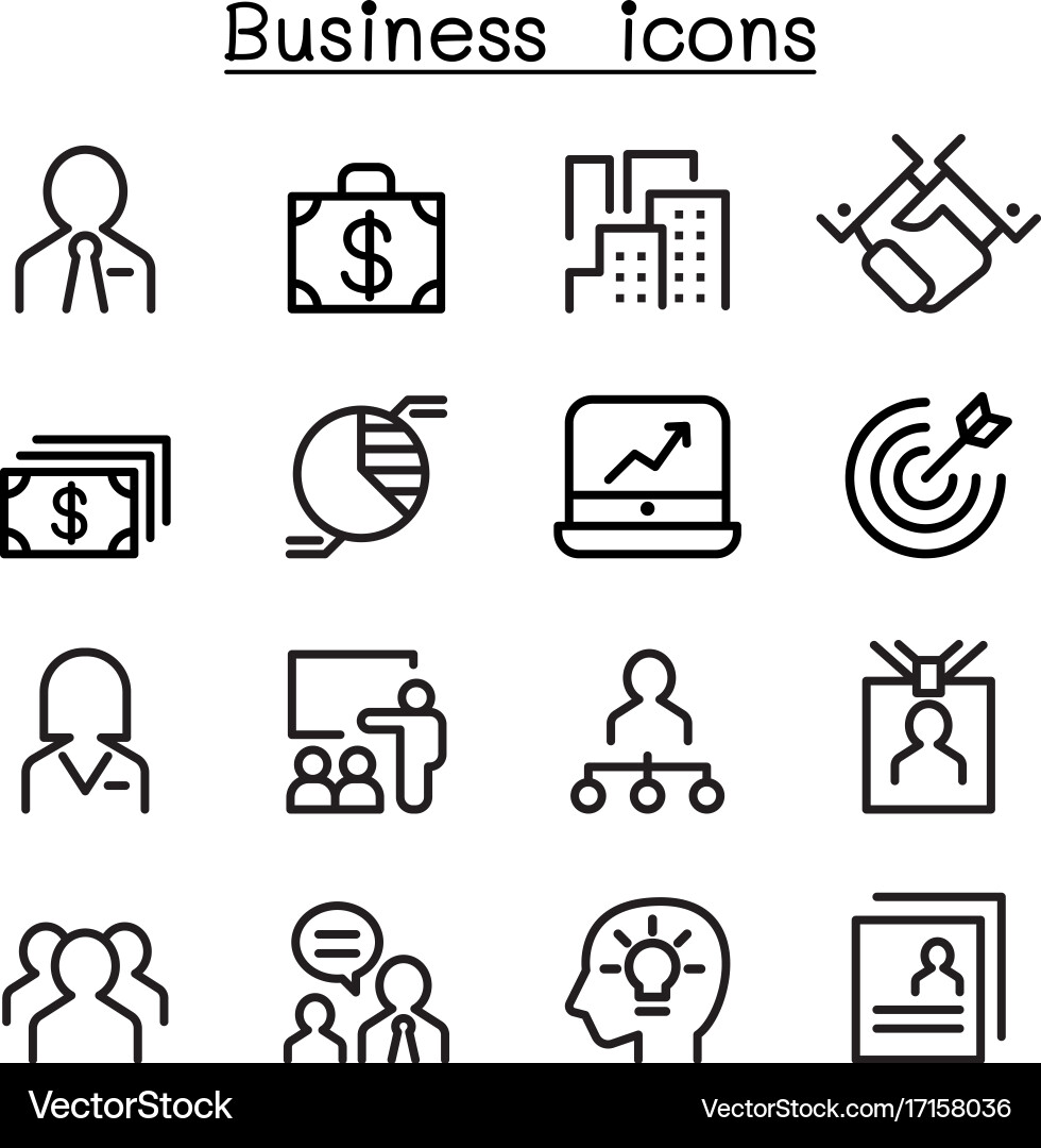 Business administration icon set Royalty Free Vector Image