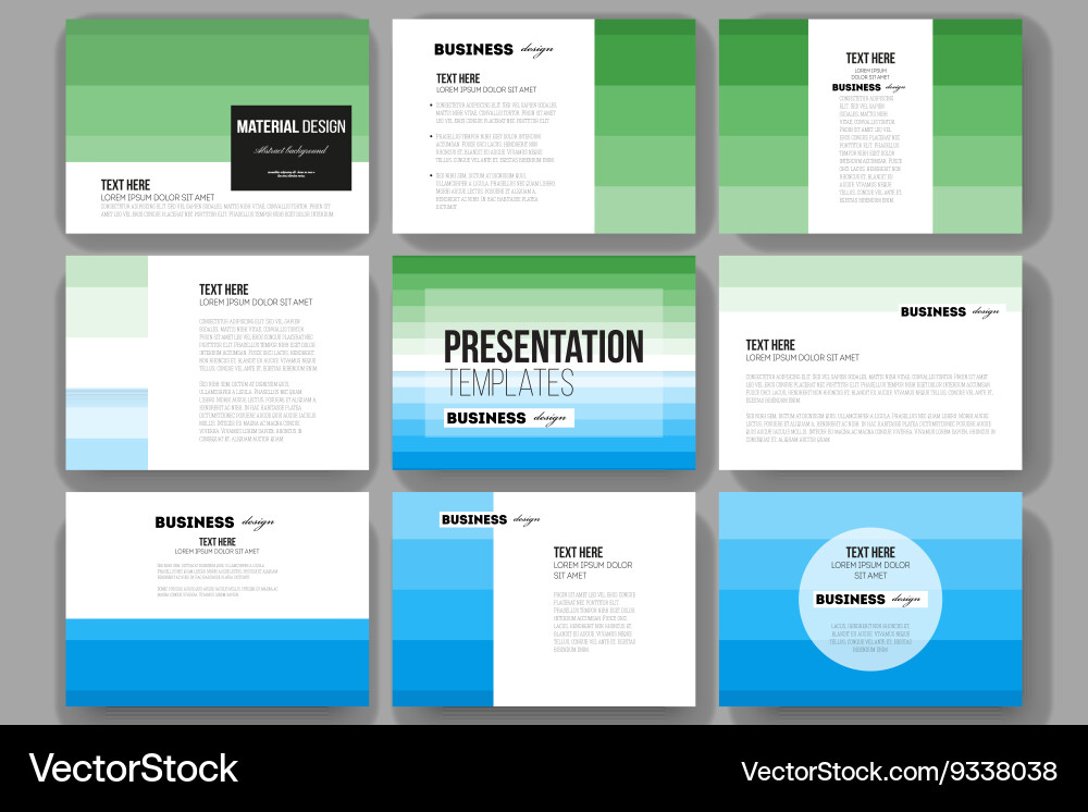 Set of 9 templates for presentation slides Vector Image