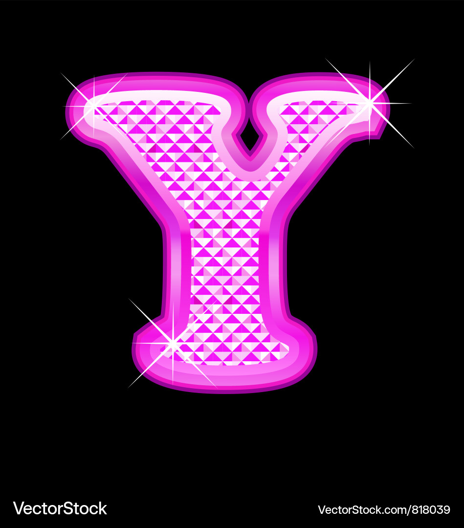 Y letter pink bling girly Royalty Free Vector Image