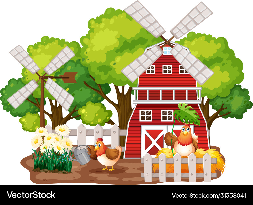 Farm theme background with animals Royalty Free Vector Image