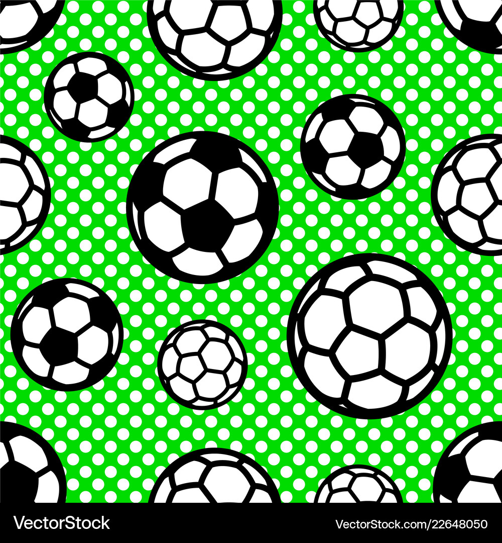 Pattern with soccer balls on background circles Vector Image