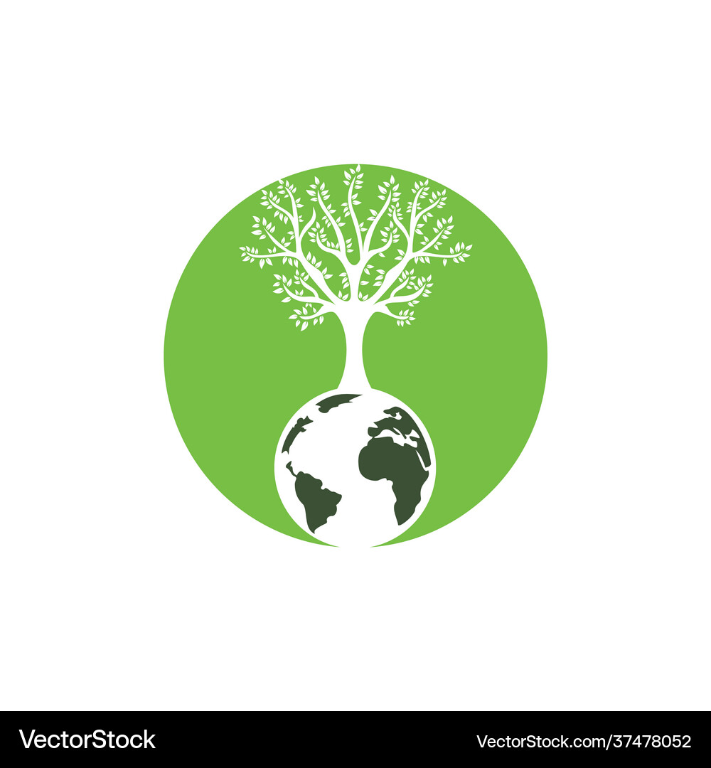 Globe tree logo design template Royalty Free Vector Image
