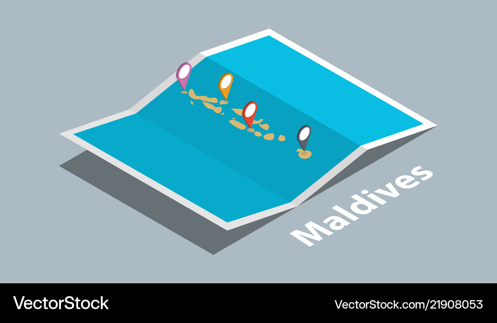 Explore maldives maps with isometric style Vector Image