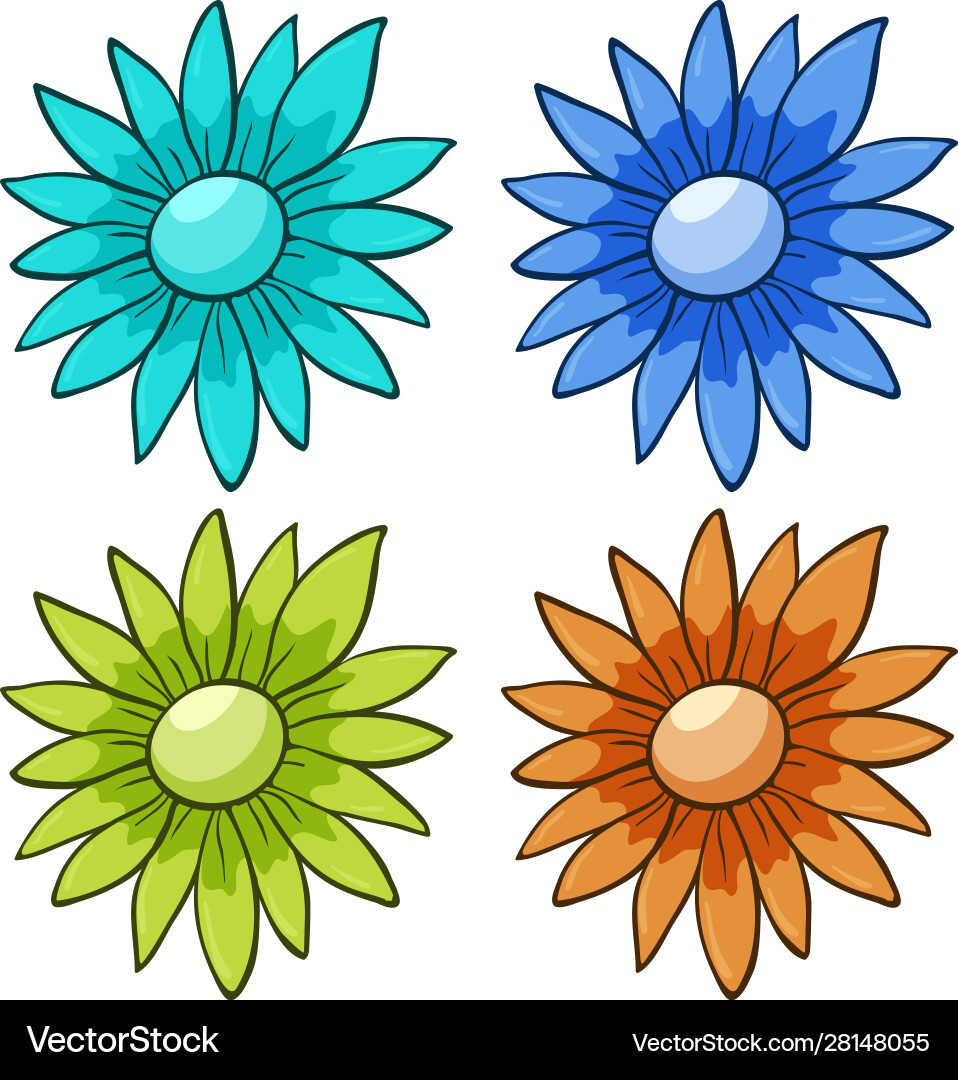 Isolated set flowers Royalty Free Vector Image