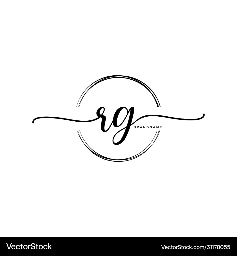 Rg initial handwriting logo with circle template Vector Image