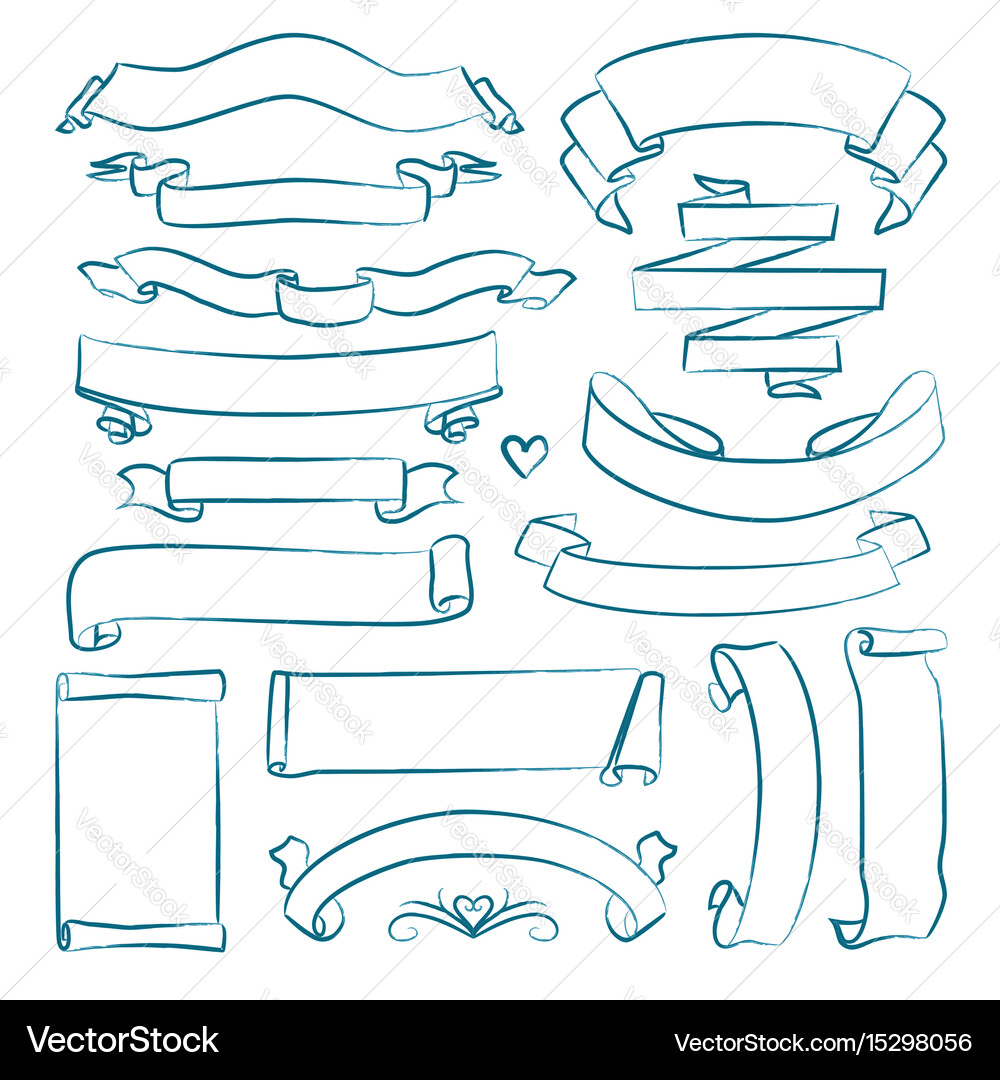 Collection of hand drawn banners Royalty Free Vector Image - VectorStock