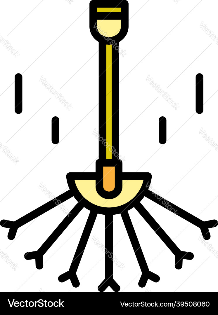 Leaf rake icon color outline Royalty Free Vector Image