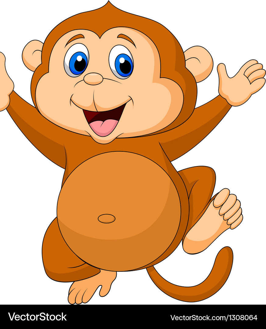 Cute monkey cartoon thumb up Royalty Free Vector Image