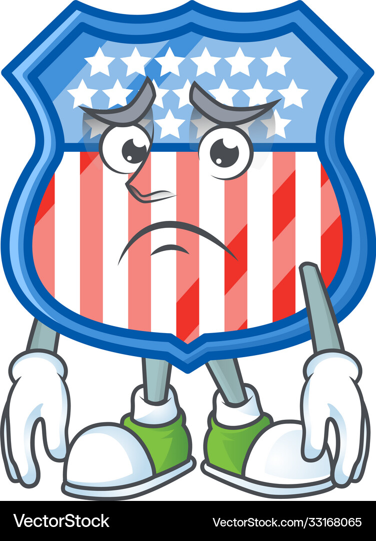 Cartoon a shield badges usa having an afraid face Vector Image