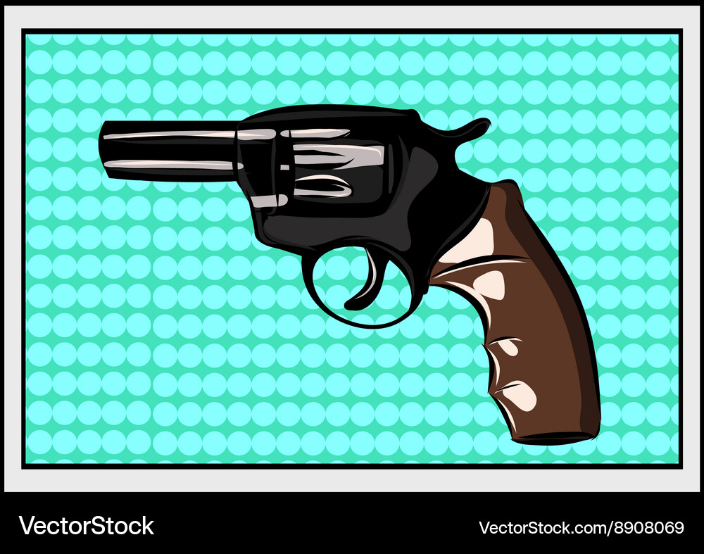 Pop art gun on a polka-dot background Royalty Free Vector