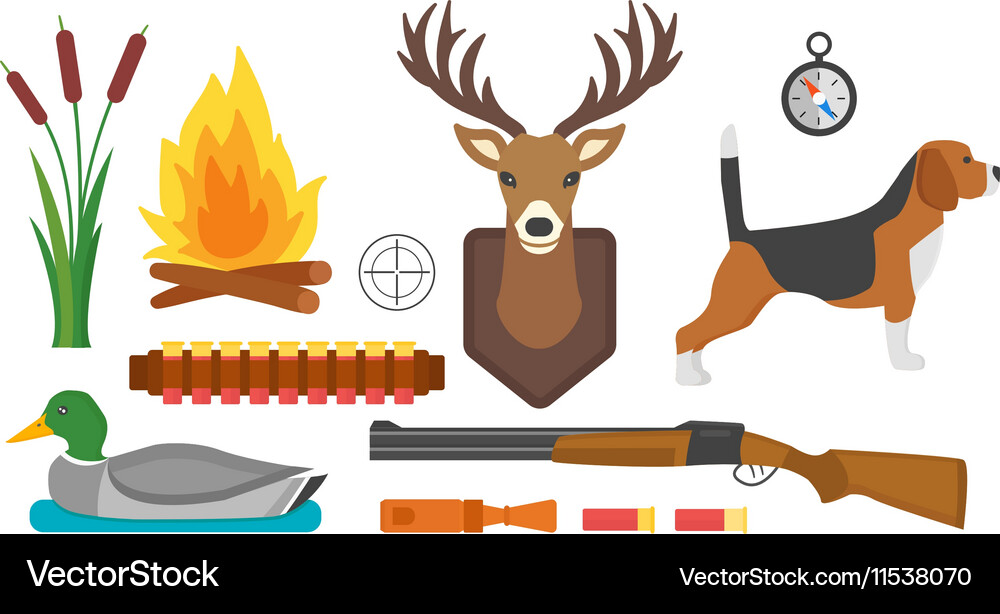 Hunting symbols set Royalty Free Vector Image - VectorStock