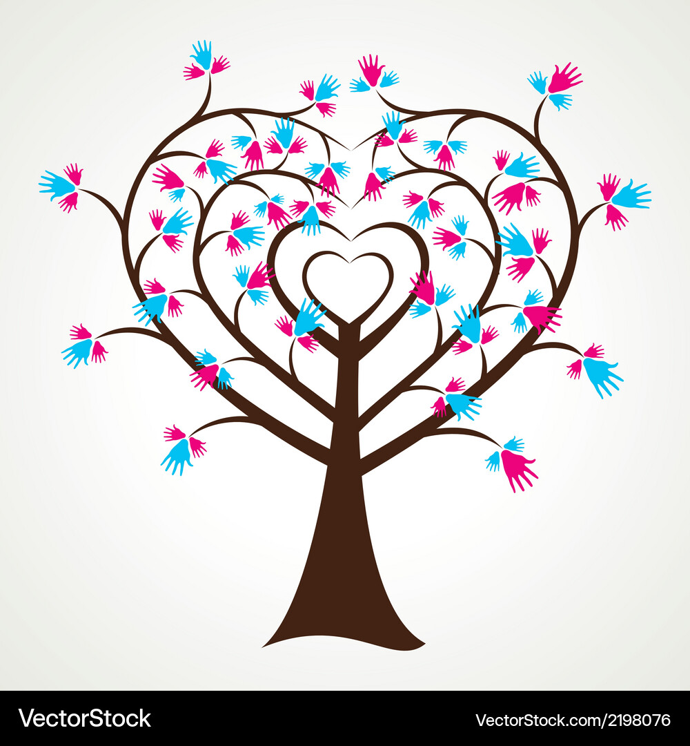 Abstract heart shape hand tree Royalty Free Vector Image