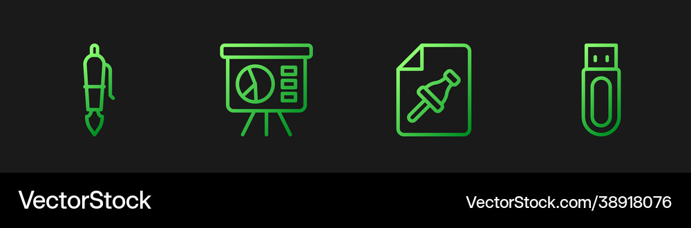 Set line note paper with push button fountain pen Vector Image