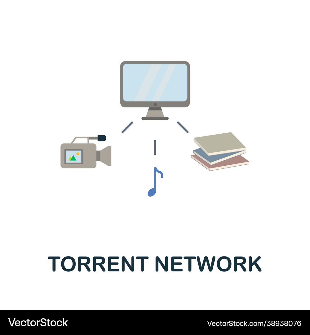 Torrent network flat icon colored sign from dark Vector Image