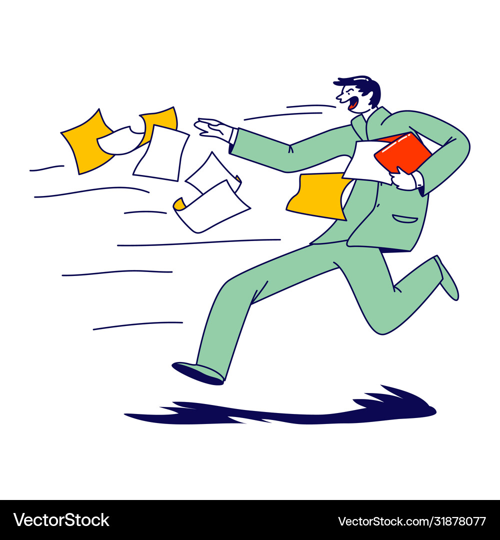 Business man character running fast trying Vector Image