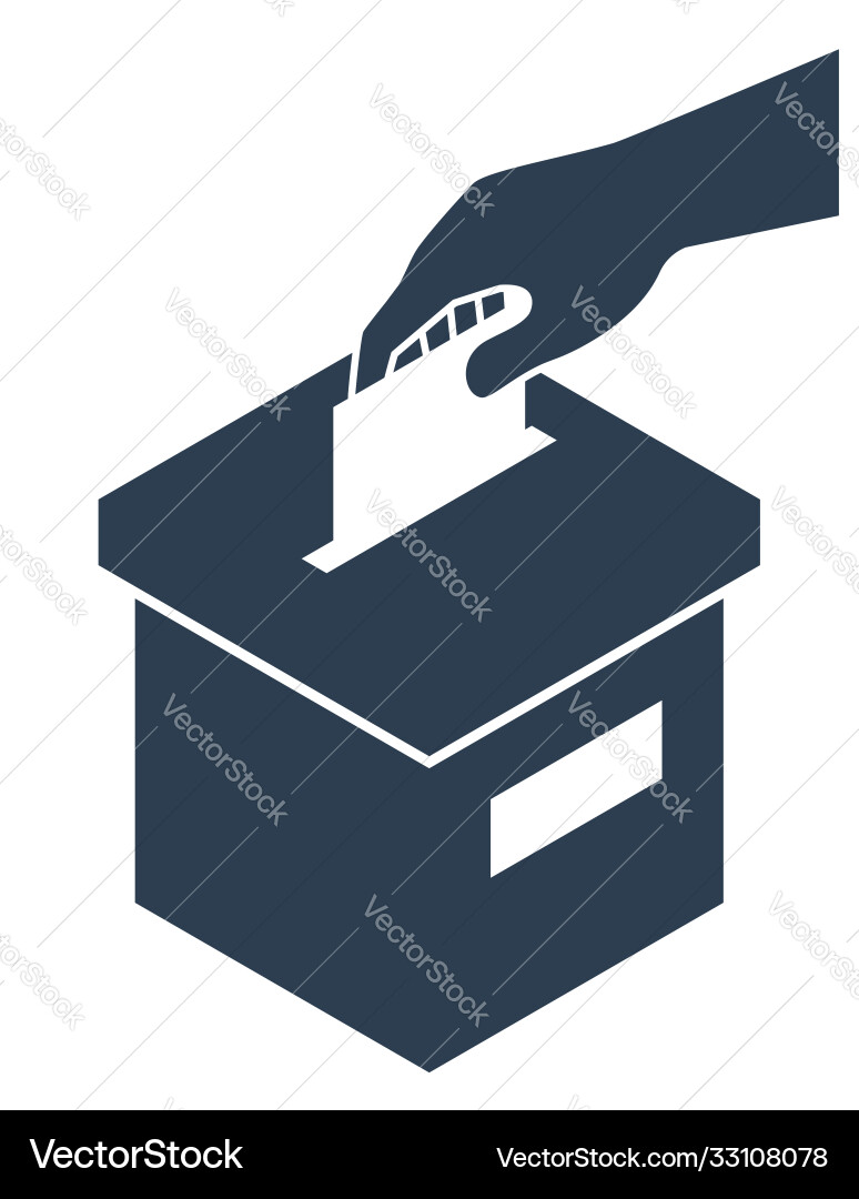 Voting concept - ballot-box and hand with a list Vector Image