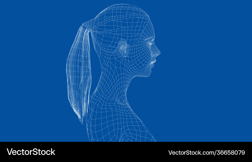 Wireframe portrait a young beautiful girl Vector Image