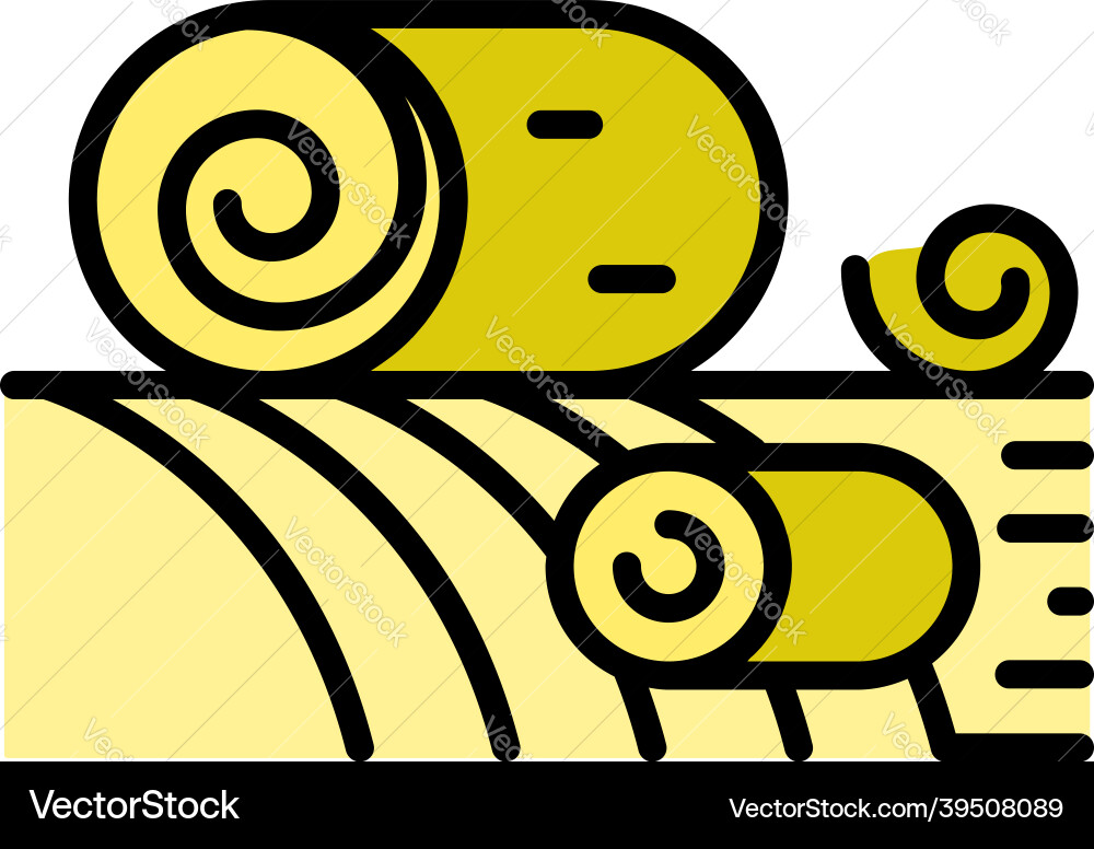Roll hay on field icon color outline Royalty Free Vector
