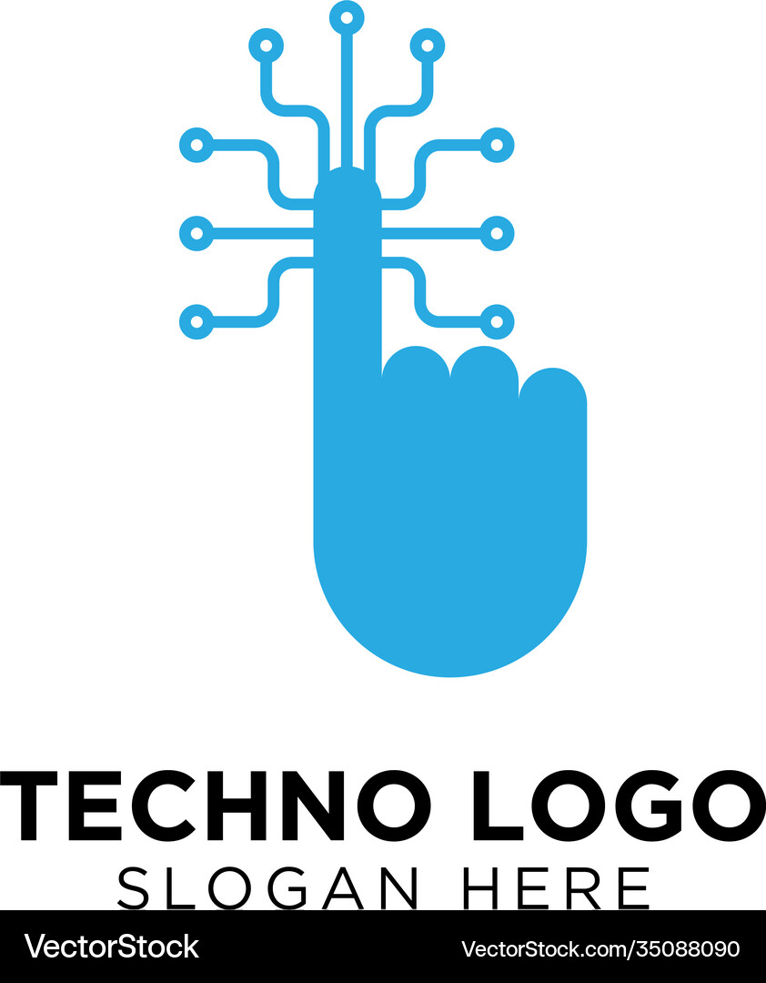 Techno hand logo design template Royalty Free Vector Image