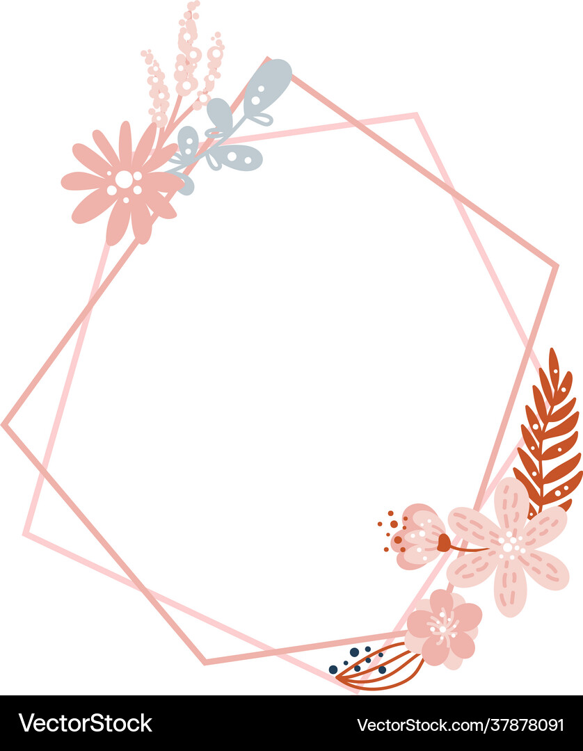 Floral geometric polygon frame with Royalty Free Vector